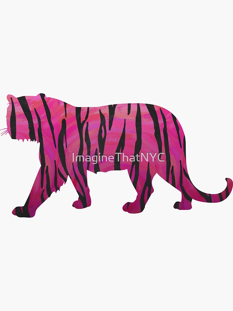 "Tiger Hot Pink and Black Print" Sticker by ImagineThatNYC | Redbubble
