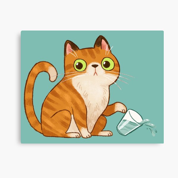 "Cat tipping glass " Canvas Print by michelledraws | Redbubble