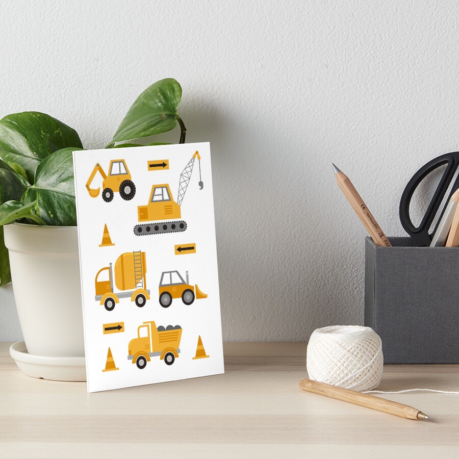 "Construction Trucks " Poster for Sale by latheandquill | Redbubble