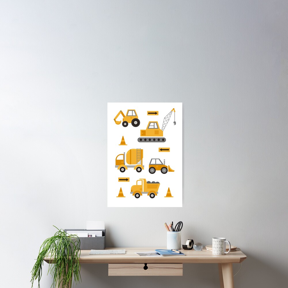 "Construction Trucks " Poster by latheandquill | Redbubble