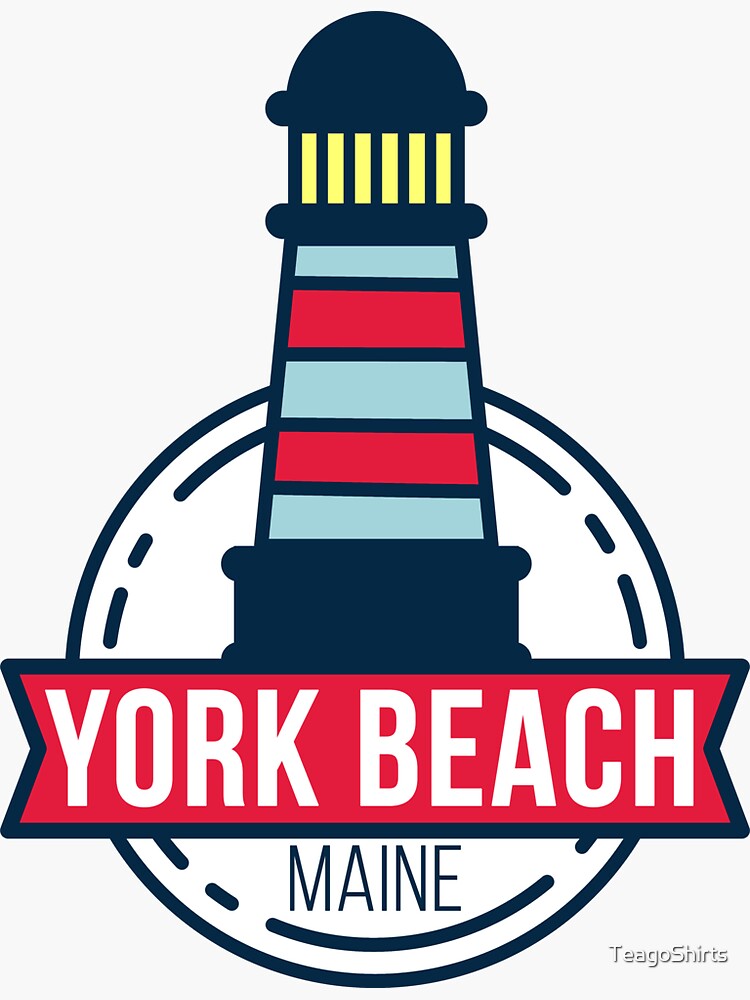 "York Beach Maine Nautical Design with Lighthouse" Sticker for Sale by ...