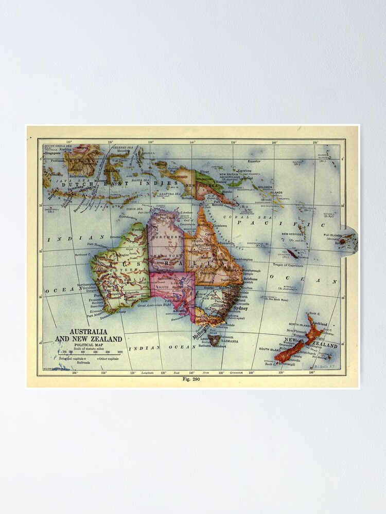 "Vintage Map of Australia (1921)" Poster for Sale by BravuraMedia ...
