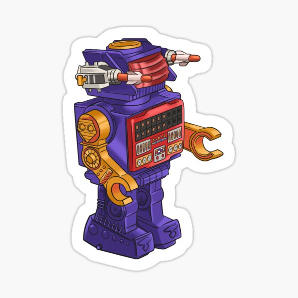 "Blue Retro Robot Toy, Vintage Toy Sticker" Sticker for Sale by ...