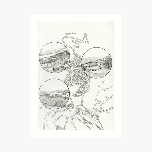 "Map of the trek up to Orrest Head " Art Print by LawandDraw | Redbubble