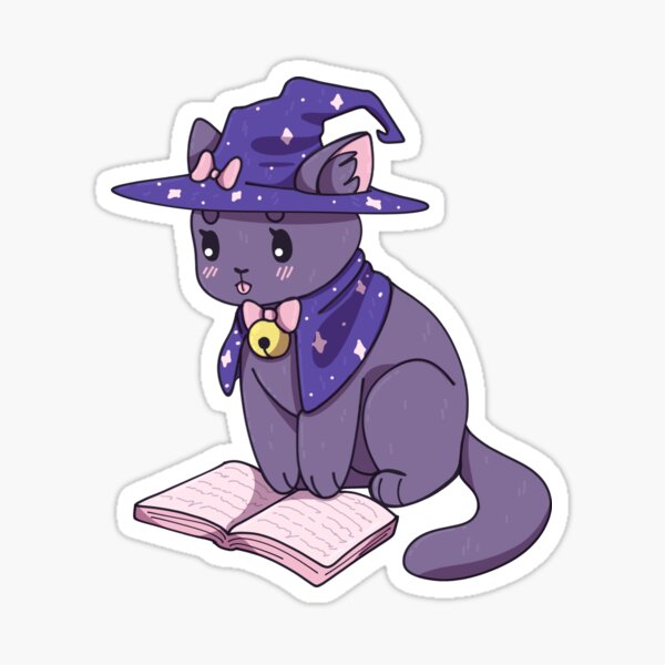 Digital Any 5 Stickers Adorable Dungeons and Dragons Wizard Cat ...