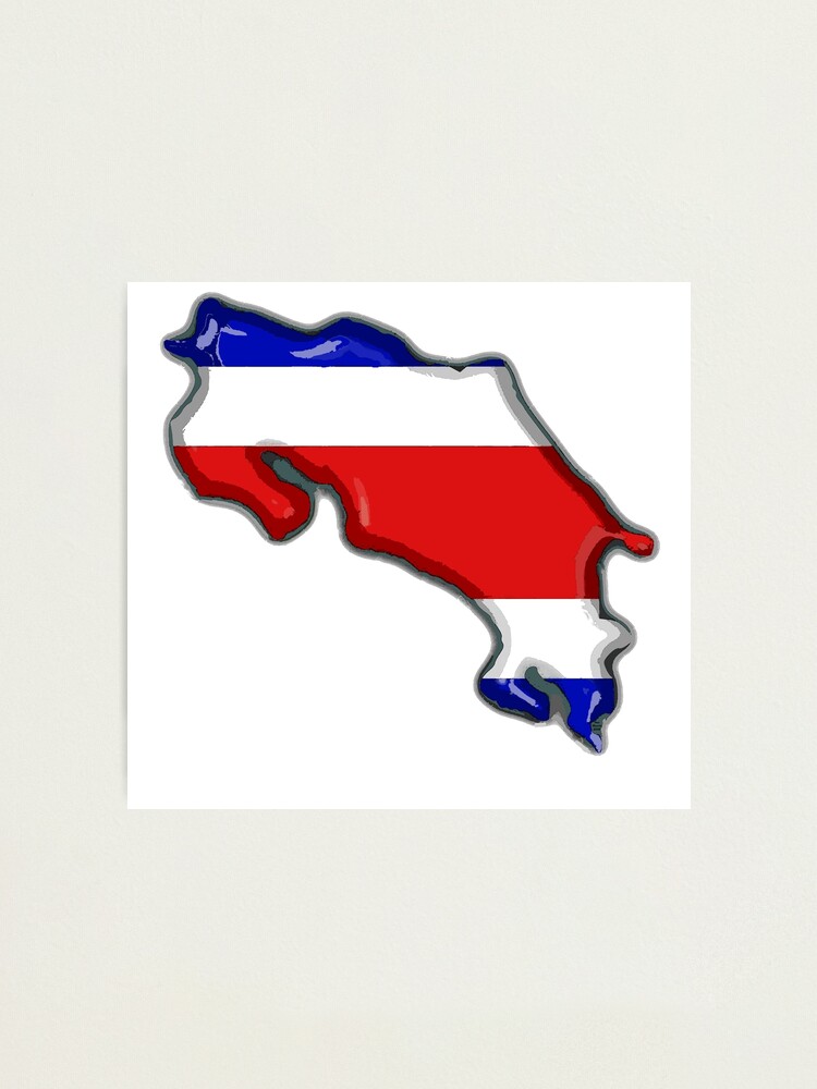 "Costa Rica Map With Costa Rican Flag" Photographic Print by Havocgirl ...