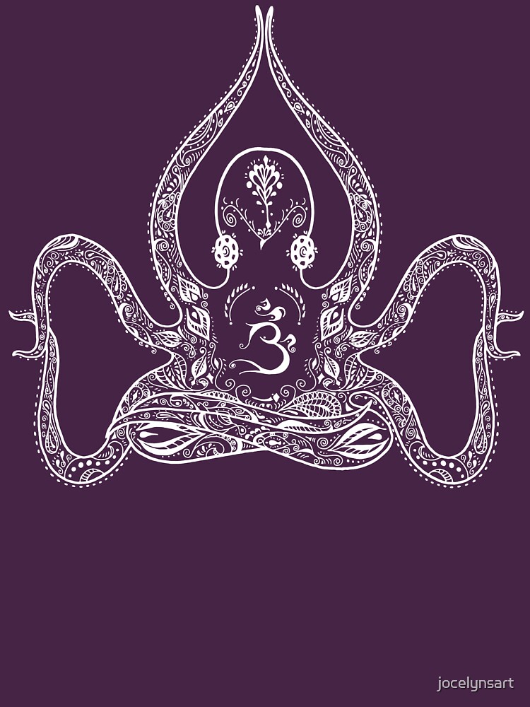 "Zen White Octopus Yoga Pose Mehndi Henna Style" T-shirt by jocelynsart ...