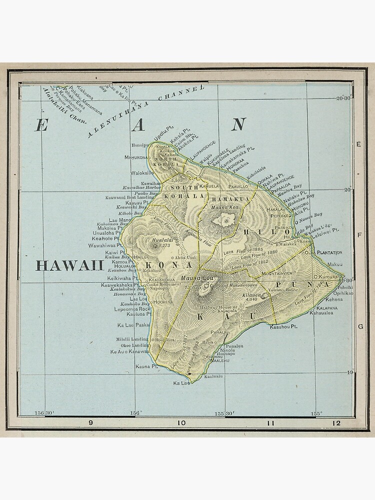 "Vintage Map of Hawaii Island (1901)" Art Print by BravuraMedia | Redbubble