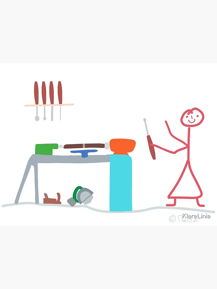 "Woodturning stick figure, wood craft profession job girl woman work ...