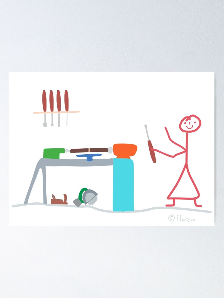 "Woodturning stick figure, wood craft profession job girl woman work ...