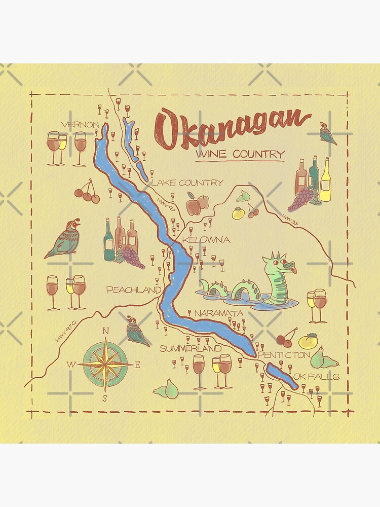 "Okanagan map" Poster for Sale by Marciastacy | Redbubble