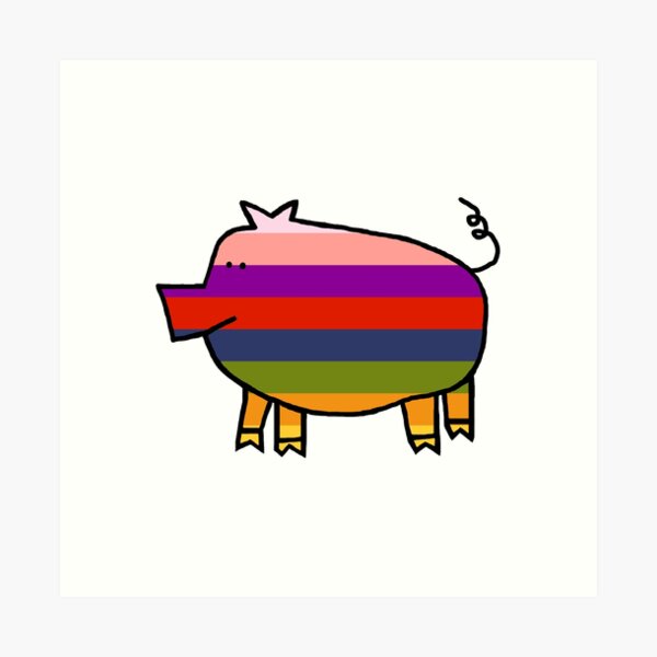 "Rainbow Pig on a transparent background" Art Print by ellenhenry ...