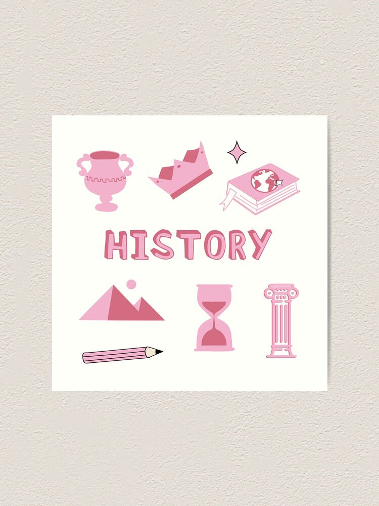 "Pink History School Subject Sticker Pack" Art Print for Sale by The ...