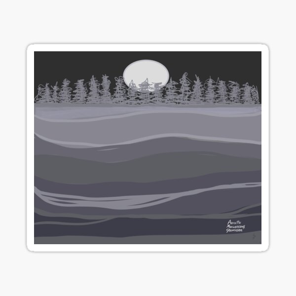 "Tranquil Landscape Night Sky and Moon" Sticker for Sale by ...