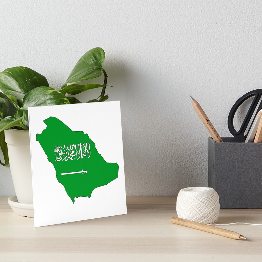 "Saudi Arabia Map With Saudi Flag" Art Board Print by Havocgirl | Redbubble