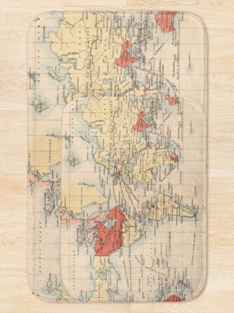 "Vintage British Empire World Map (1888)" Bath Mat by BravuraMedia ...