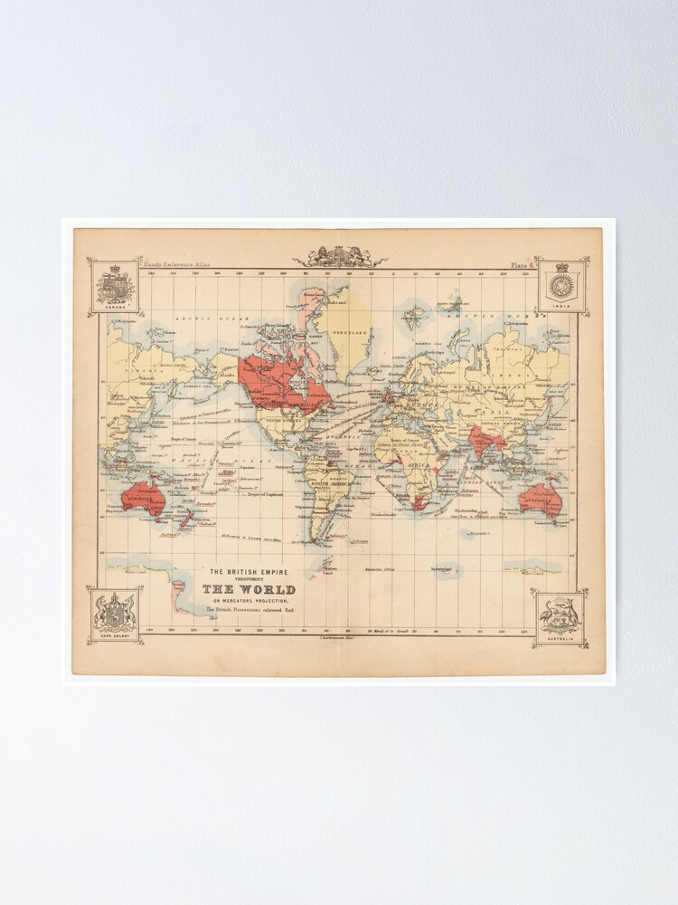 "Vintage British Empire World Map (1888)" Poster for Sale by ...