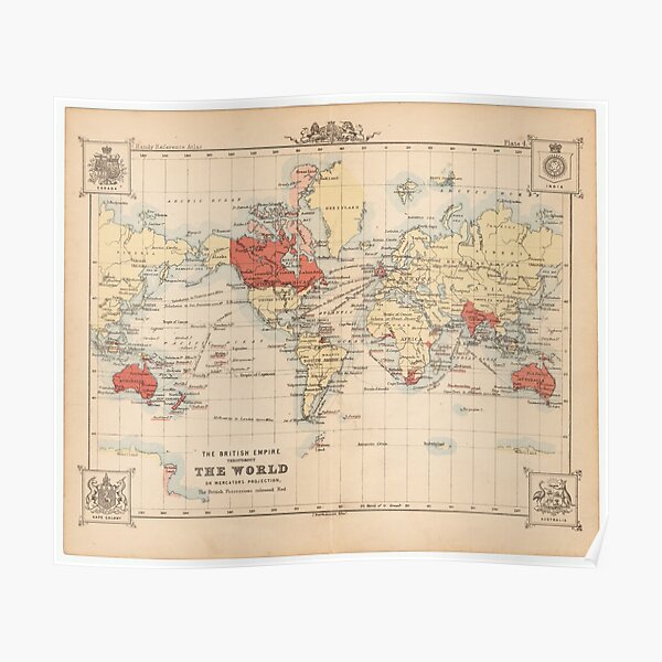 "Vintage British Empire World Map (1888)" Poster for Sale by ...