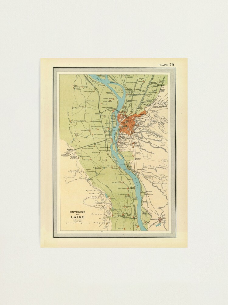 "Vintage Map of Cairo Egypt (1822)" Photographic Print by BravuraMedia ...