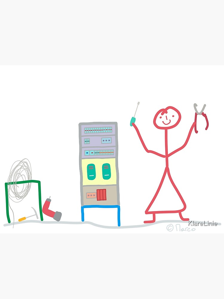 "Electrician Stickfigure electricity cable installation Work job ...