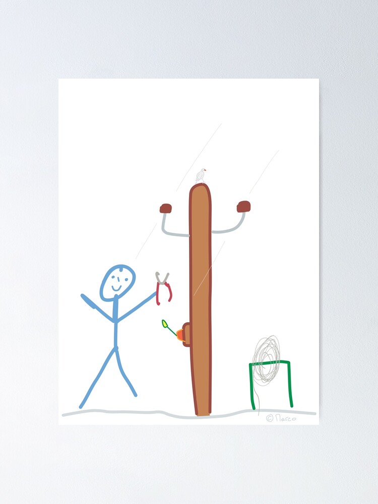 "Electrician Stickfigure electricity cable installation Work job ...