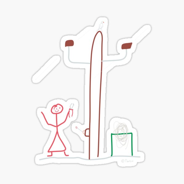 "Electrician Stickfigure electricity cable installation Work job girl ...