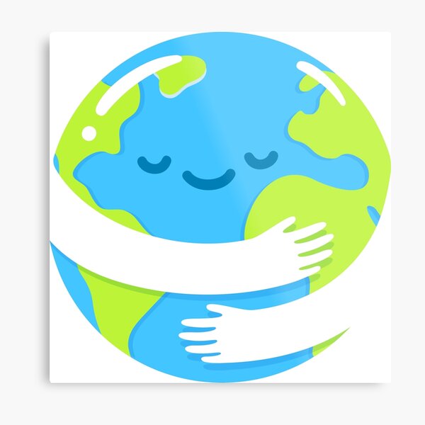 "Cute cartoon Earth hug" Metal Print by irmirx | Redbubble