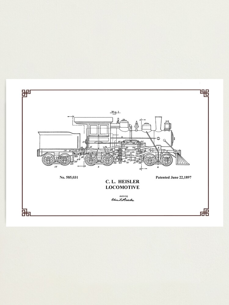 "Heisler Locomotive Patent Print-Patent Print,Railroad Decor,Train ...