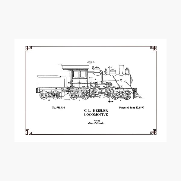 "Heisler Locomotive Patent Print-Patent Print,Railroad Decor,Train ...