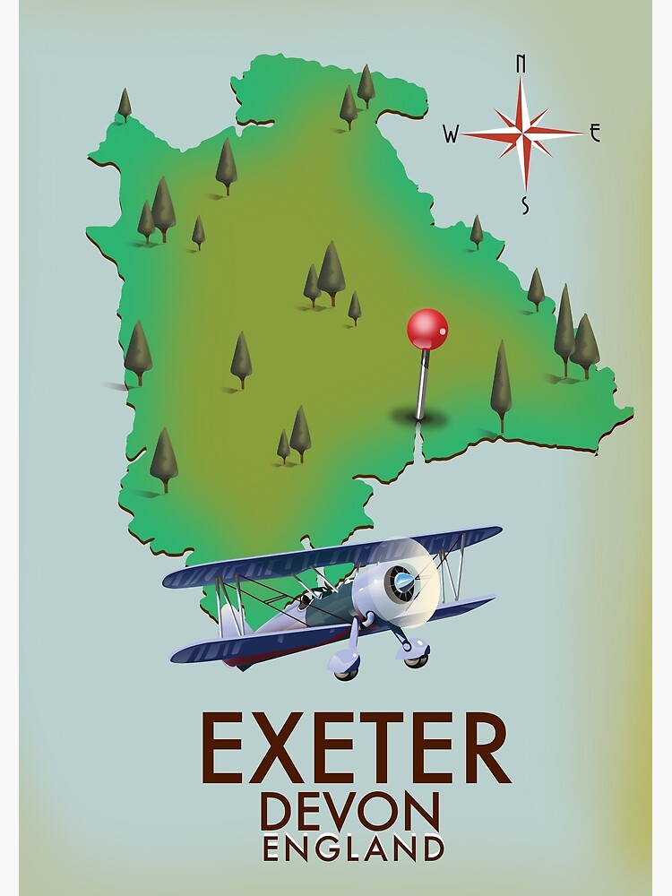 Póster «Mapa de Exeter Devon mapa de viajes» de vectorwebstore | Redbubble