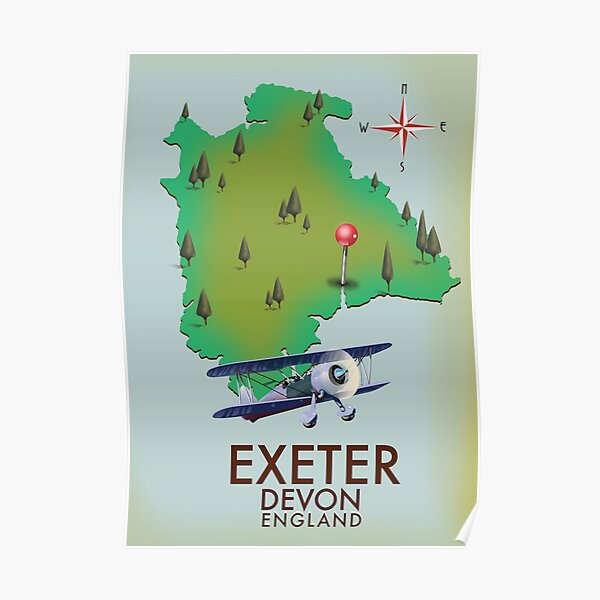 Póster «Mapa de Exeter Devon mapa de viajes» de vectorwebstore | Redbubble