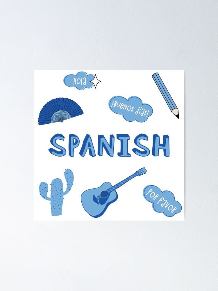 "Light Blue Spanish Language School Subject Sticker Pack" Poster by The ...