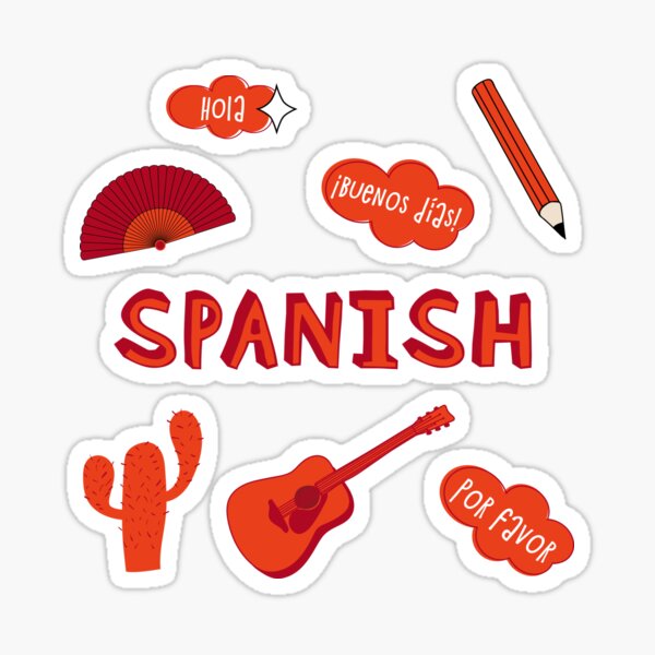 "Orange Spanish Language School Subject Sticker Pack" Sticker for Sale ...