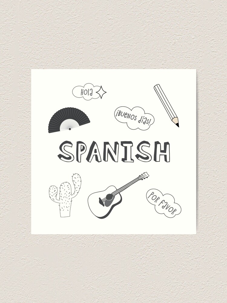 "White Spanish Language School Subject Sticker Pack" Art Print by The ...