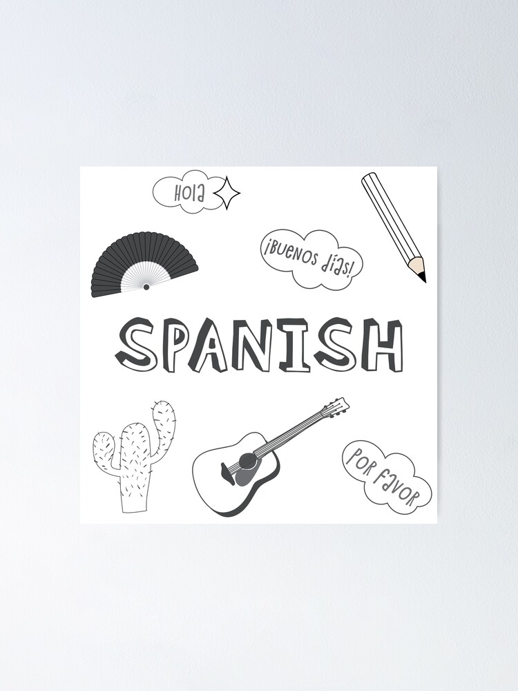 "White Spanish Language School Subject Sticker Pack" Poster for Sale by ...