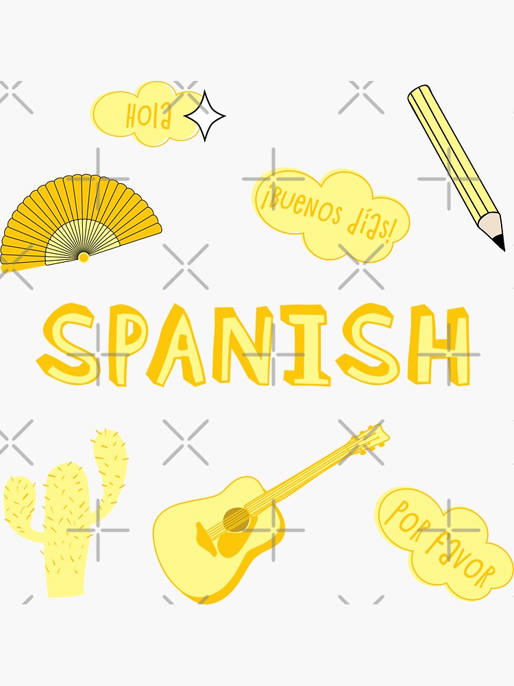 "Light Yellow Spanish Language School Subject Sticker Pack" Sticker for ...