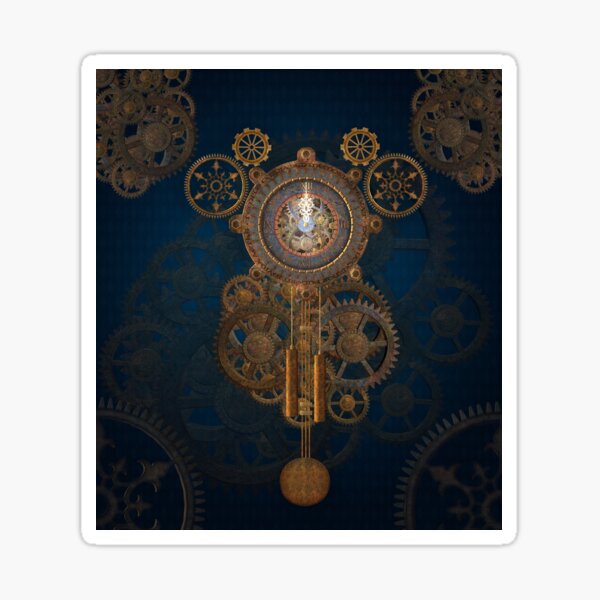 "Pendulum bronze clock in steampunk style" Sticker for Sale by ...