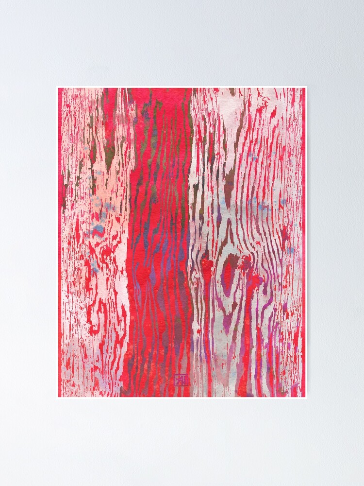 "Modern Faux Bois Woodgrain Pattern in Red" Poster by AndreaHelmArt ...