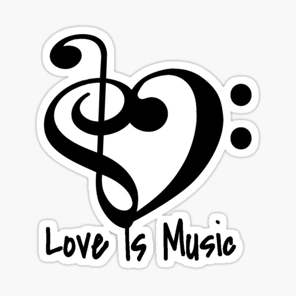 "Music Symbols, Love Is Music heart shaped " Sticker for Sale by ...