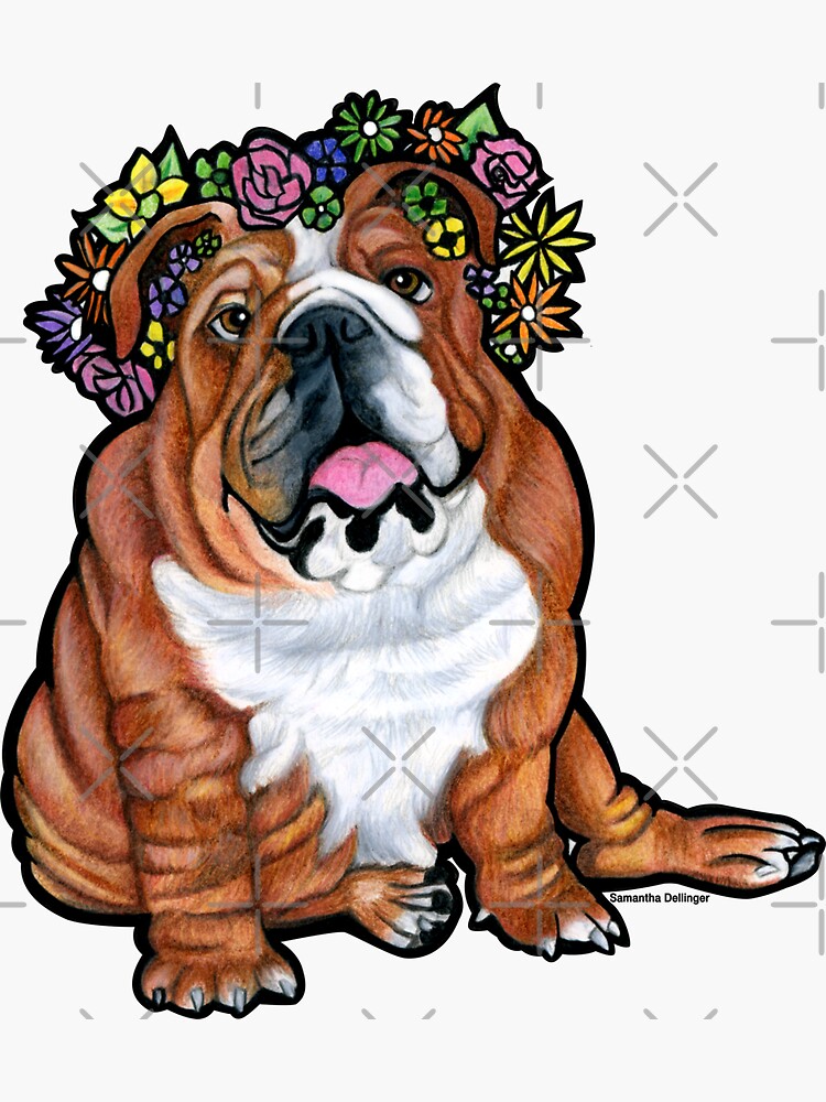 "Bully Flower Power" Sticker by ArtisticBulldog | Redbubble