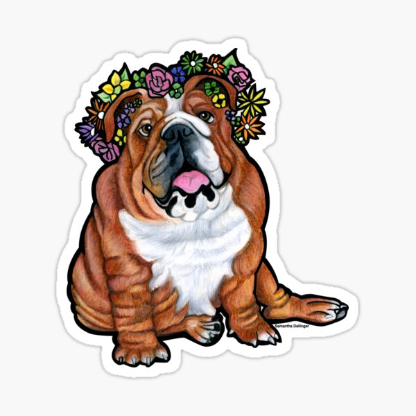 "Bully Flower Power" Sticker by ArtisticBulldog | Redbubble