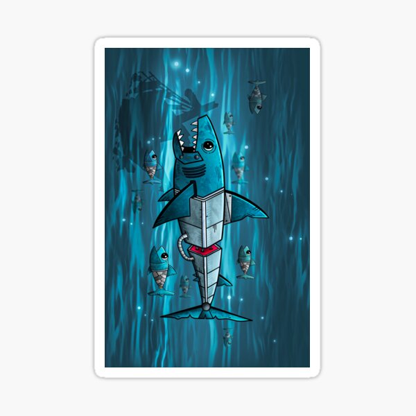 "Robot shark" Sticker for Sale by stevennvh | Redbubble