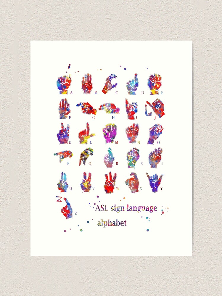"ASL sign language alphabet, watercolor sign language, alphabet ...
