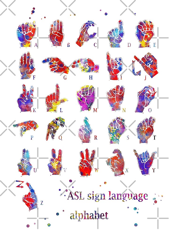 "ASL sign language alphabet, watercolor sign language, alphabet ...