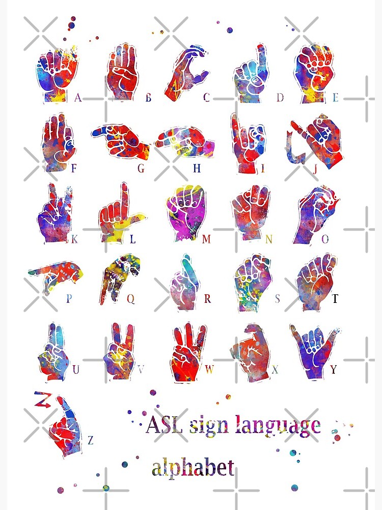 "ASL sign language alphabet, watercolor sign language, alphabet ...