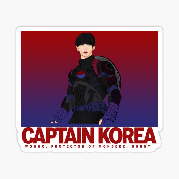 "wonho captain korea" Sticker for Sale by zombi3queen | Redbubble