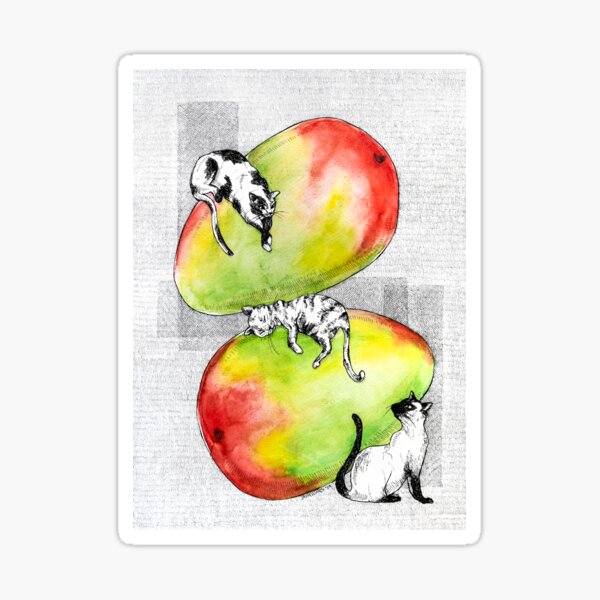 "Mango Cats" Sticker for Sale by JAWellingsart | Redbubble