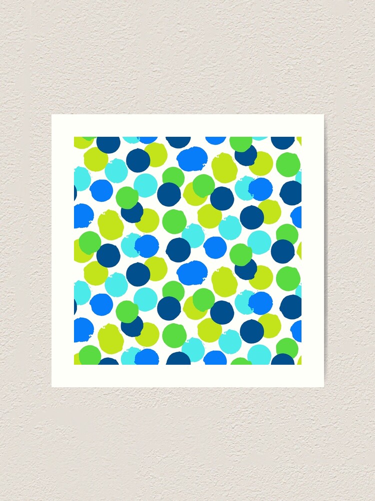 "Polka dot print in blue green random colors" Art Print by tukkki ...