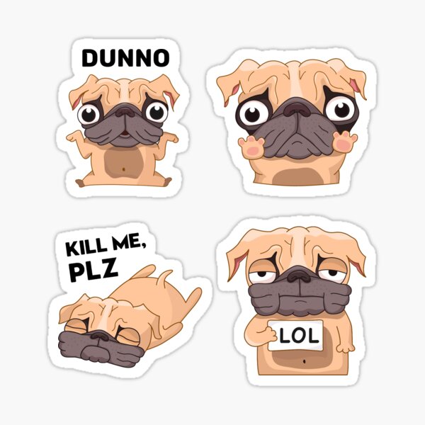 "Pugly the Dog Emoji Stickers" Sticker by anaden | Redbubble