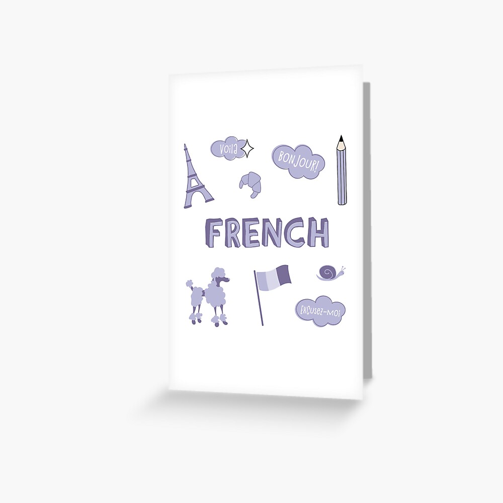 "Light Purple French Language School Subject Sticker Pack" Greeting ...